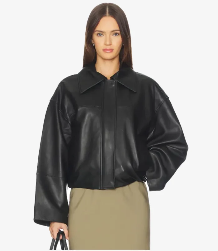Womens Millie Oversized Black Leather Jacket
